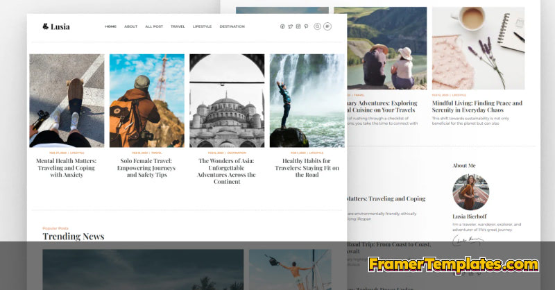 Lusia — Minimalist Blog & Magazine Template – Framer Templates Marketplace