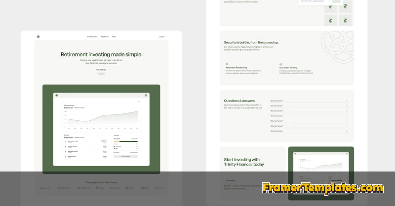 TrinityFinancial — One Page Premium Template – Framer Templates ...