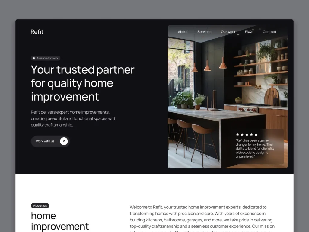 Refit — Construction & Renovation Template - Framer Templates Marketplace